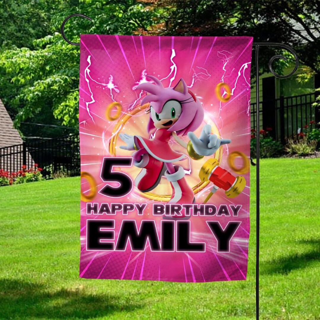 Amy Rose Birthday Party Garden Flag, Amy Rose Birthday Garden ...