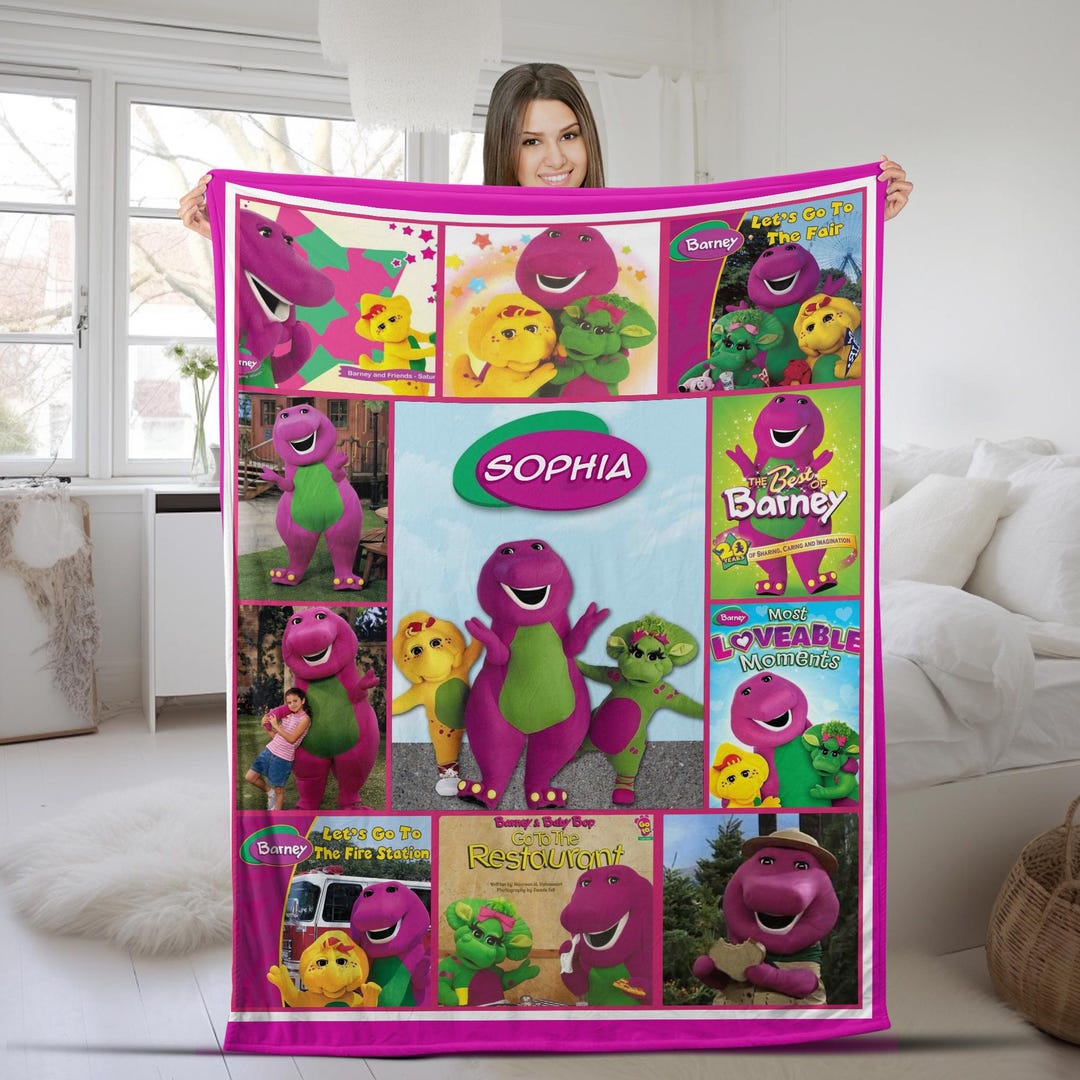 Custom Barney and Friends Blanket, Barney the Dinosaur Blanket, Personalized Barney Birthday ...