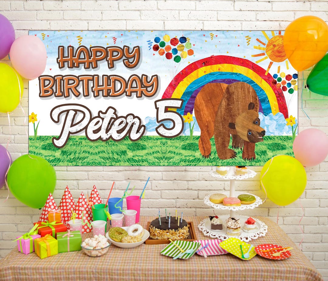 Eric Carle Brown Bear Birthday Banner Backdrop/brown Bear Birthday ...