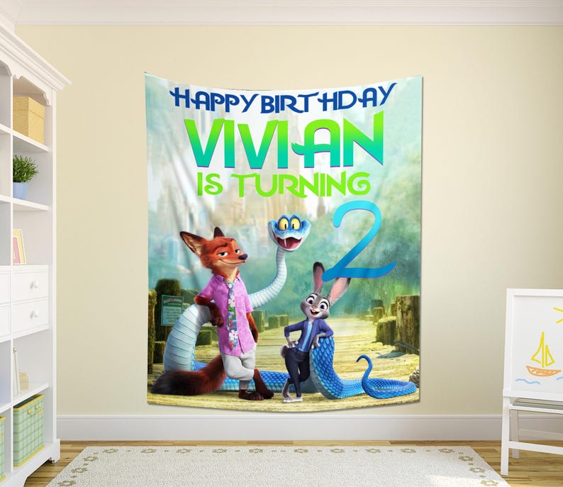 Zootopia 2 Birthday Party Backdrop Zootopia Baby Shower Banner ...