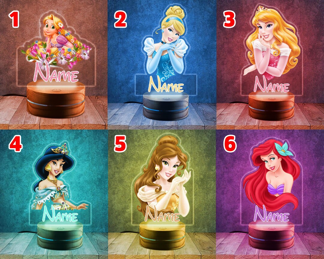 Disney Princess Birthday Night Light/disney Princess Night Light/disney ...