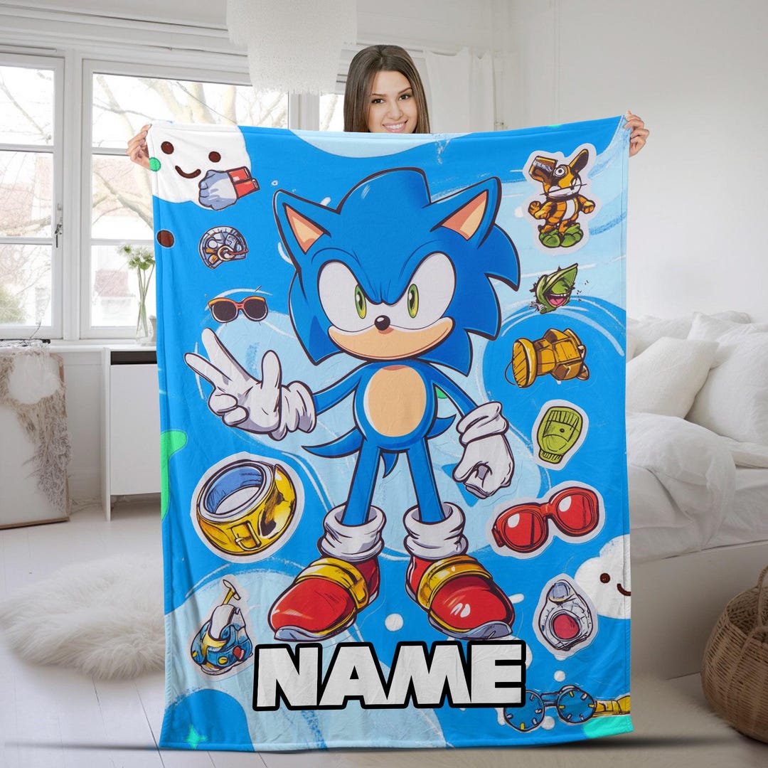 Custom Sonic the Hedgehog 3 Blanket/personalized Cartoon Hedgehog Minky ...