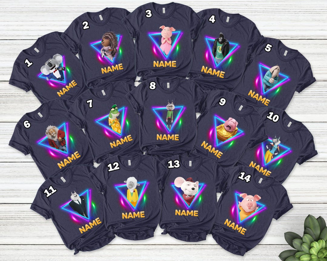 Custom Sing Movie Characters Costume Shirt, Sing Movie Birthday Shirt ...