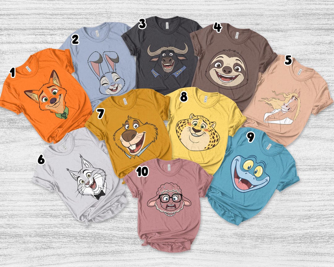 Disney Zootopia 2 All Characters Big Face Costume Shirt/judy Hopps Nick ...