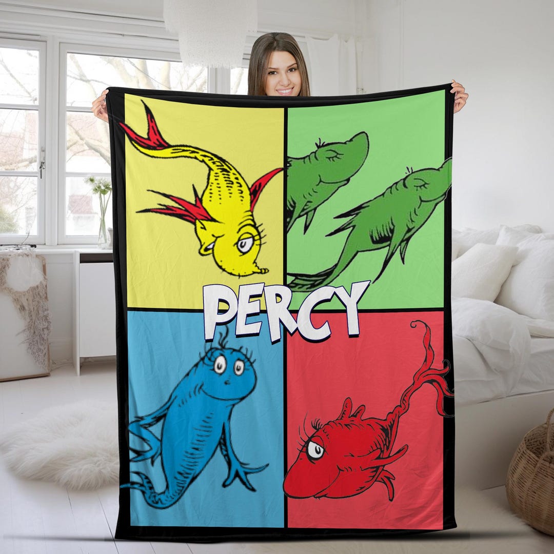 One Fish Two Fish Blue Fish Red Fish Blanket/customized One Fish Two ...