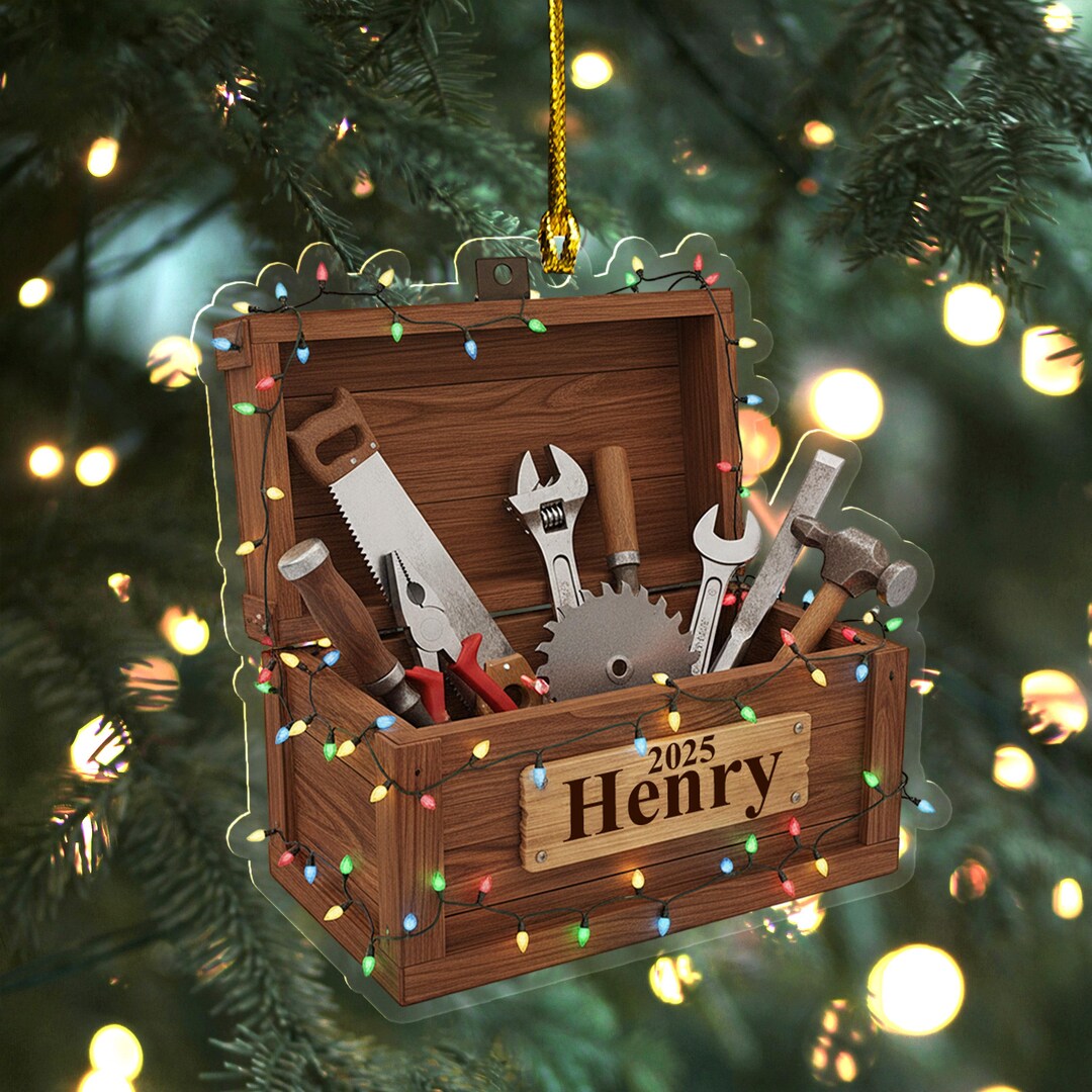Personalized Tools Box Ornament, Electrician Christmas Ornament ...