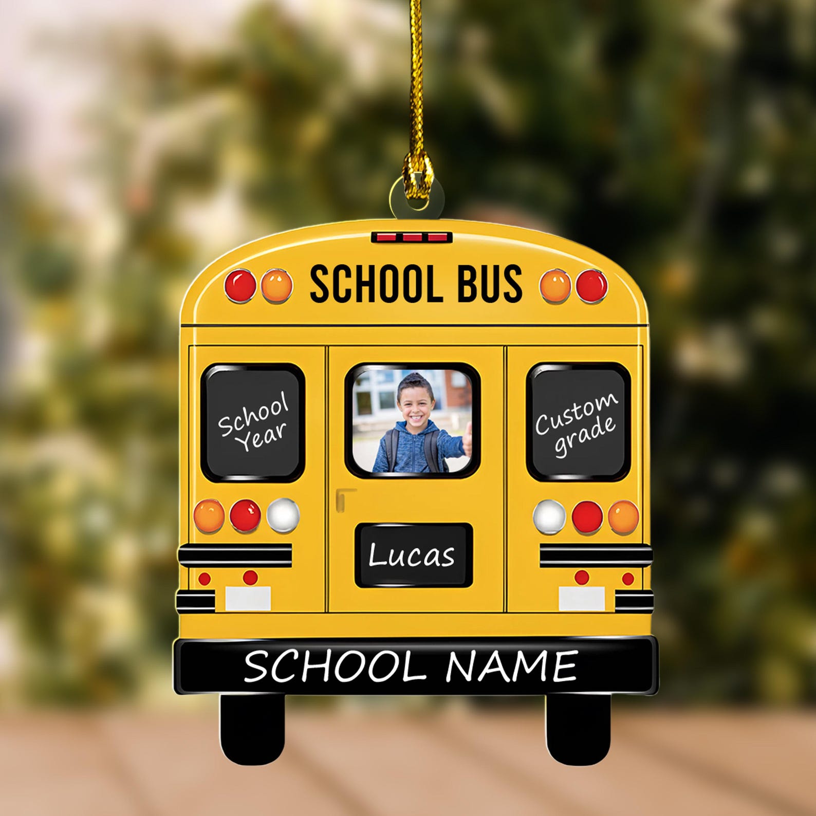 Personalized School Bus Picture Frame Grades Ornament, Prek ...