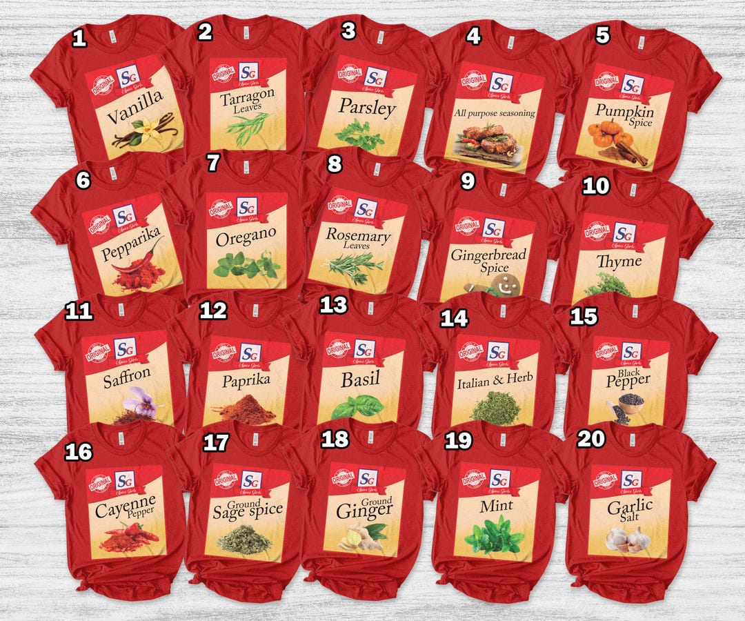 Flavour Girl Costume Group Shirt, Food Seasoning Matching Cosplay ...