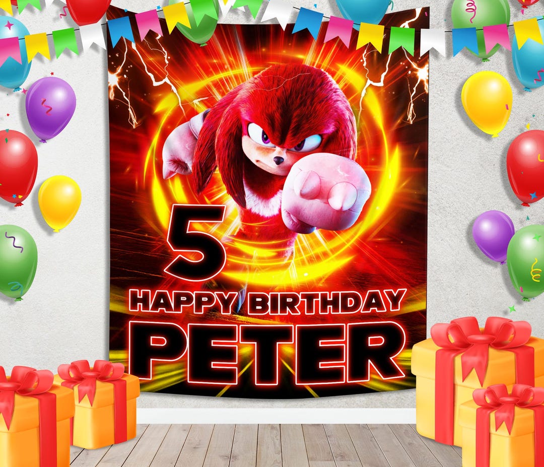 Knuckles the Echidna Birthday Party Banner, Knuckles Birthday Banner ...
