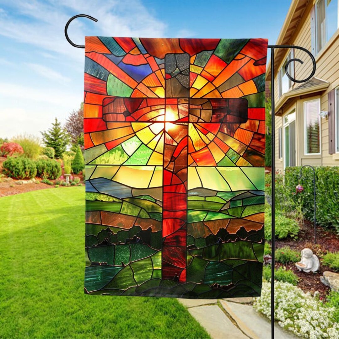 Christian Cross Garden Flag, Stained Glass Art Flag UMYR08 - Etsy