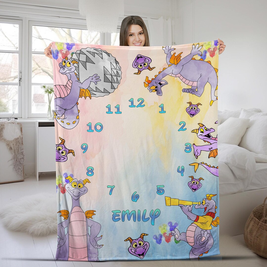 Figment One Little Spark Epcot Park Blanket/figment Milestone Blanket ...
