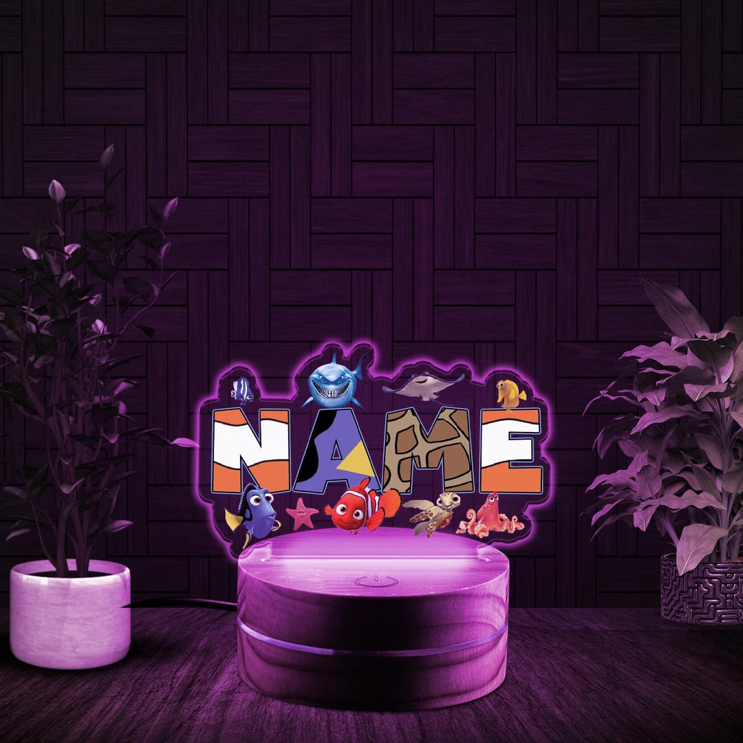 Custom Name Disney Finding Nemo Night Light, Pixar Finding Dory Room ...