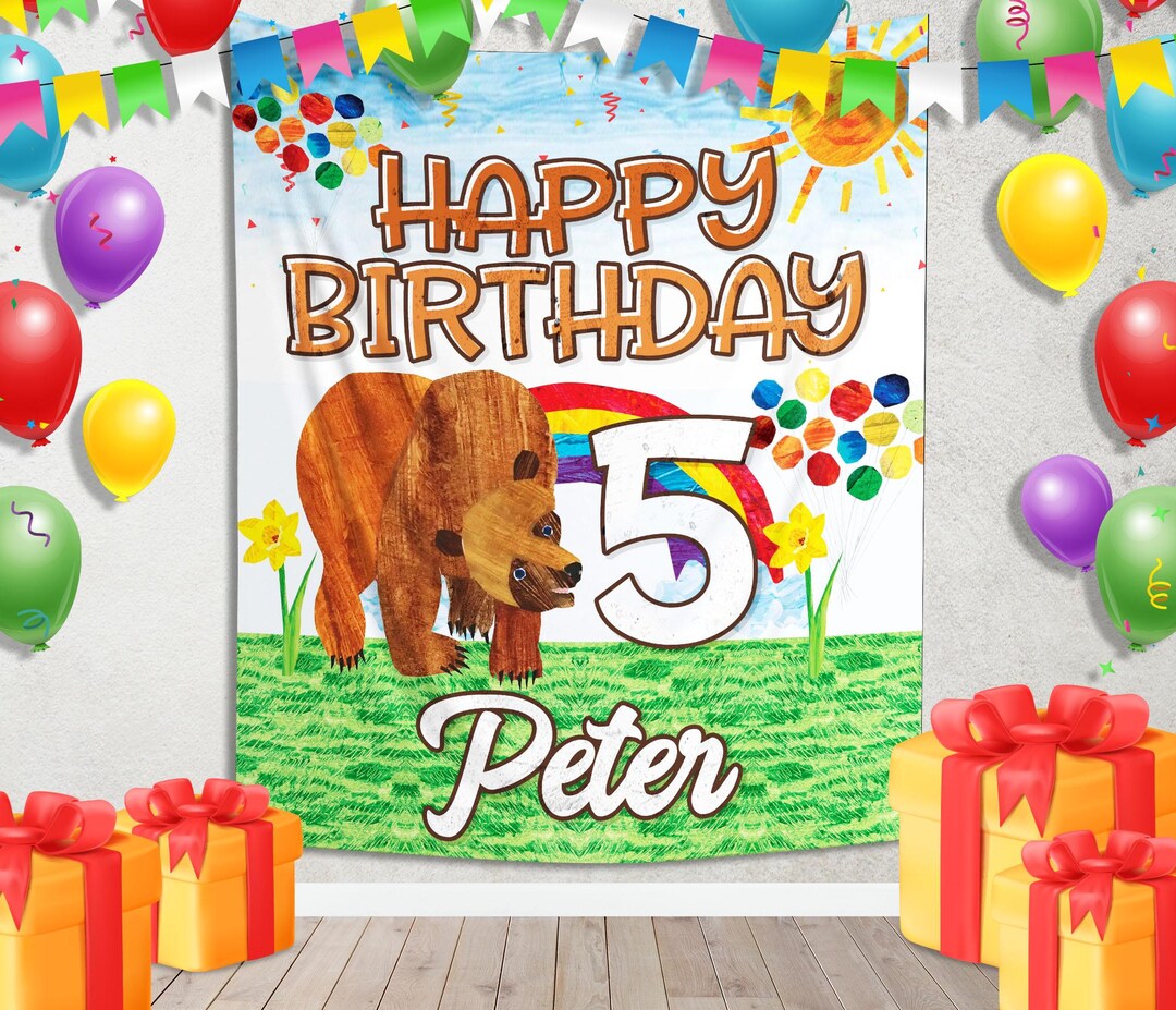Eric Carle Brown Bear Birthday Banner Backdrop/brown Bear Birthday ...