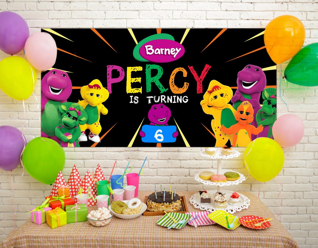 Barney Party Supplies, Printable Barney Backdrop, Barney Party, Barney ...