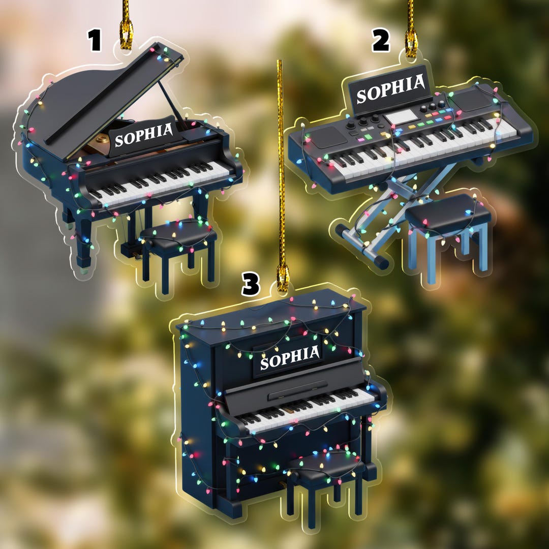 Personalized Keyboard Piano Ornament, 2D Acrylic Christmas Decoration ...