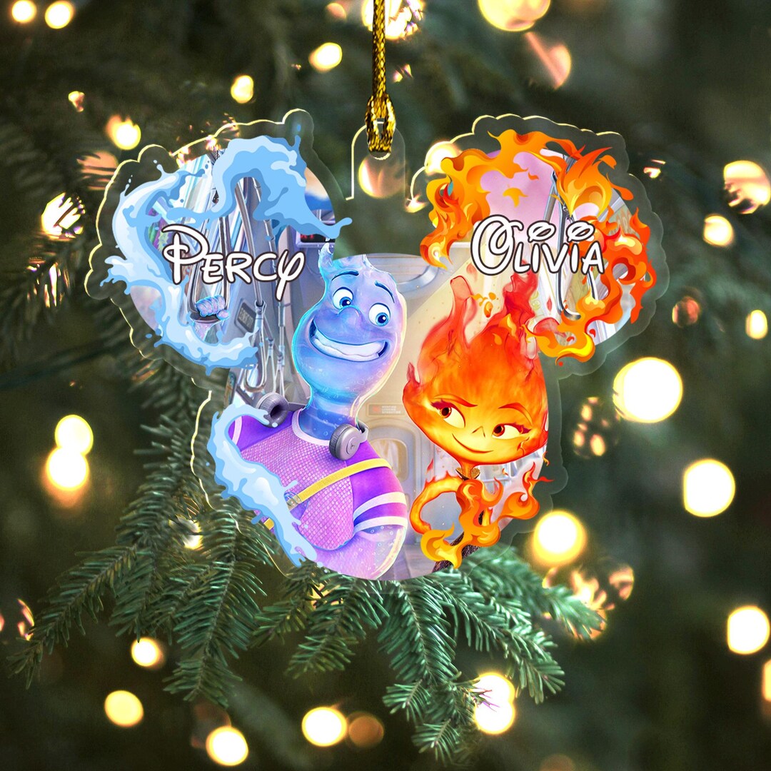 Personalized Ice and Fire Christmas Hologram Ornament, Elemental Mouse ...