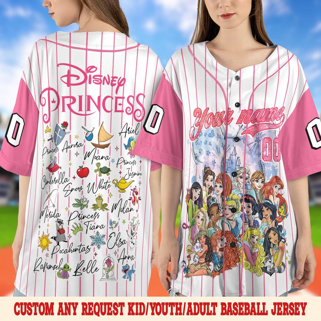 Disney Princess Baseball Jersey/watercolor Magic Castle Princess Shirt ...
