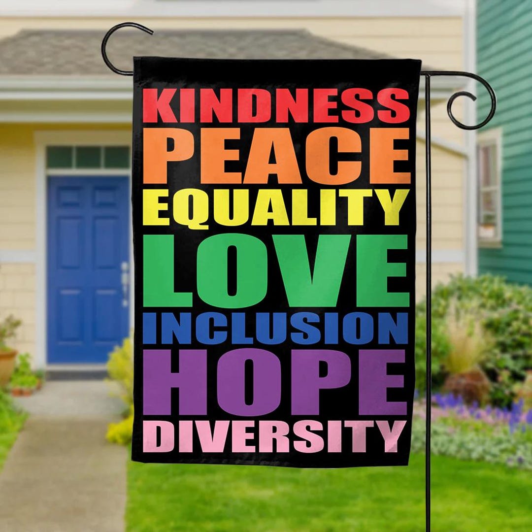 Kindness Peace Equality Love Inclusion Hope Diversity Flag, Hippie ...