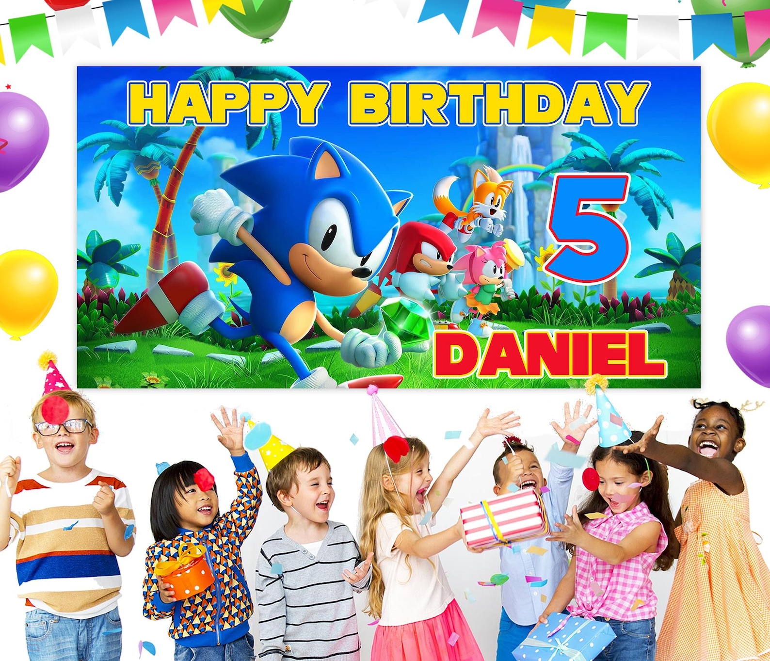 Sonic Birthday, Sonic Birthday Banner, Custom Sonic Backdrop, Kids ...