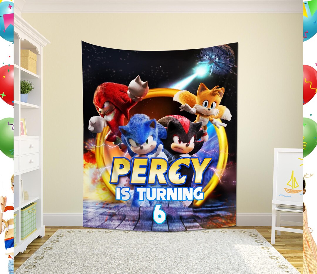 Sonic Birthday Party Backdrop/sonic Hedgehog 3 Birthday Banner/custom ...