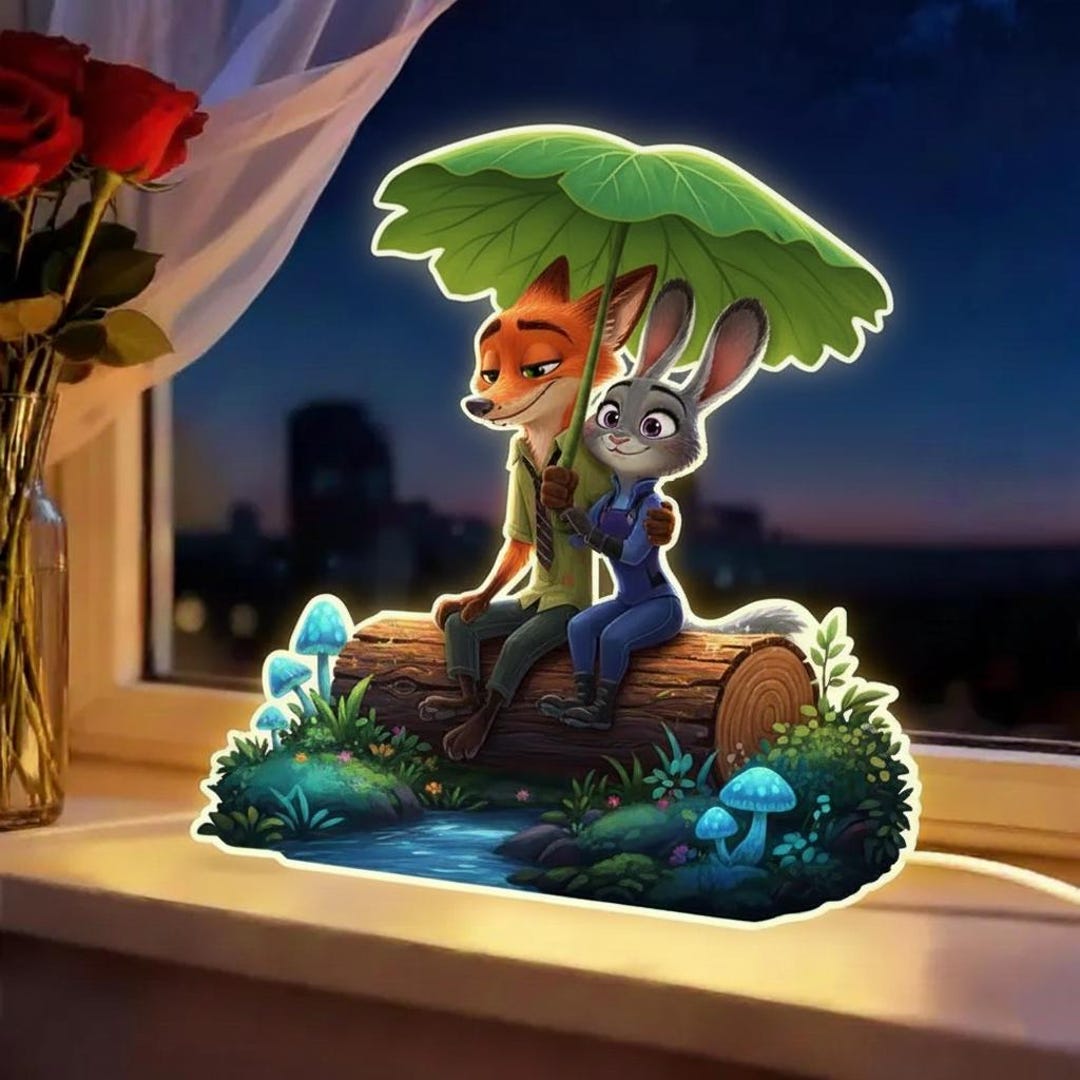 Zootopia 2 Judy & Nick Acrylic Light Box, Disney Couple Lamp, Zootopia ...