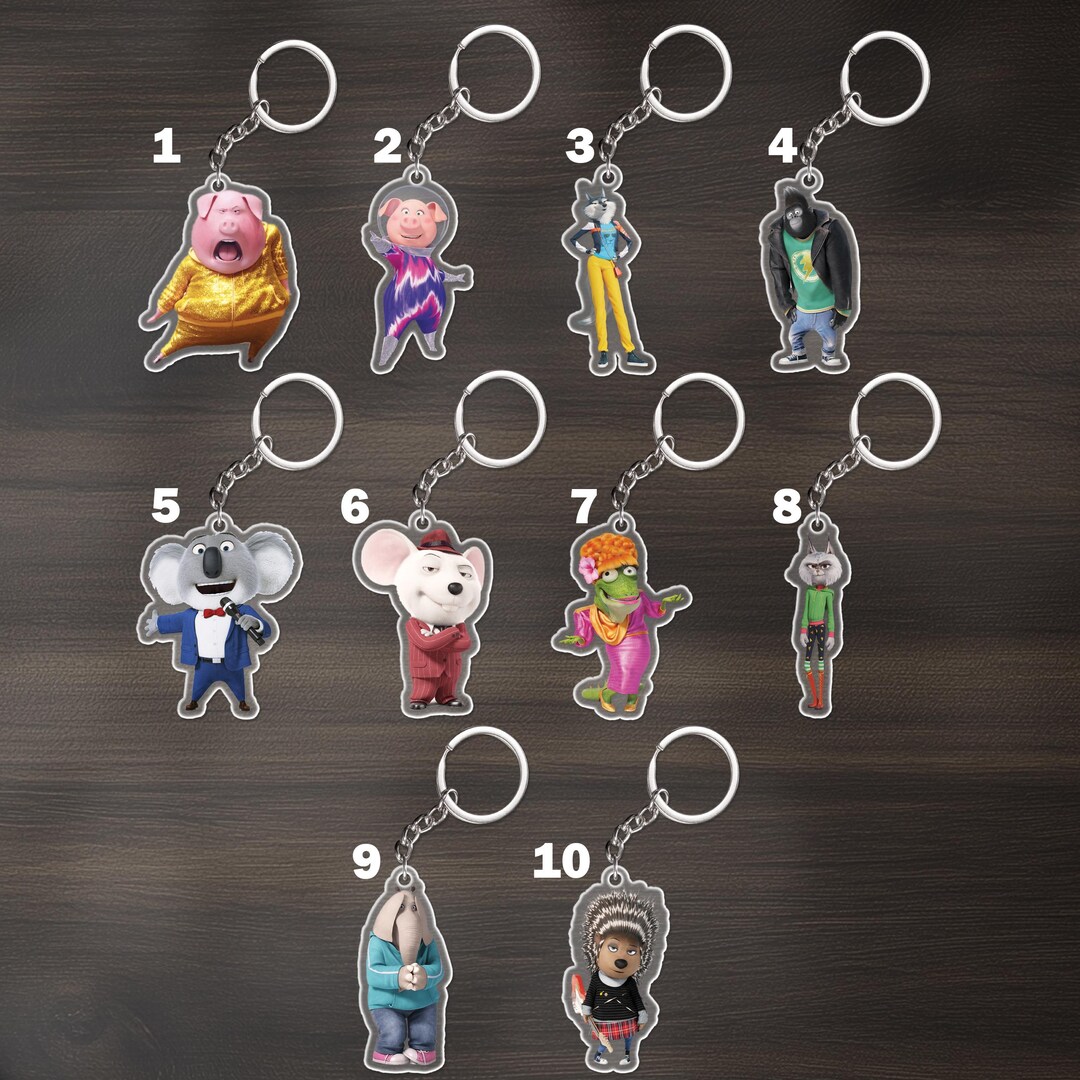 Custom Name Sing Movie Characters Keychain, Sing Movie Birthday Gift ...