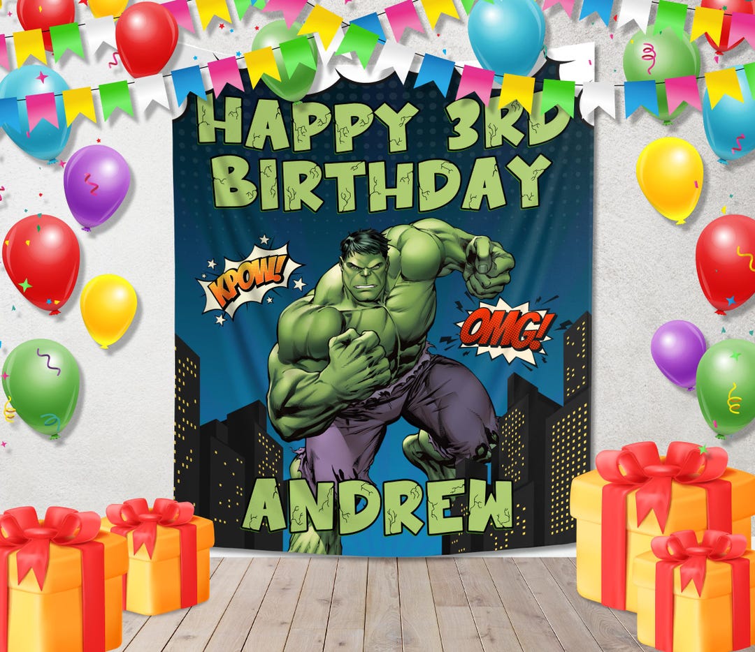 Hulk Birthday Backdrop, Superhero Birthday Banner, Hulk Decoration ...