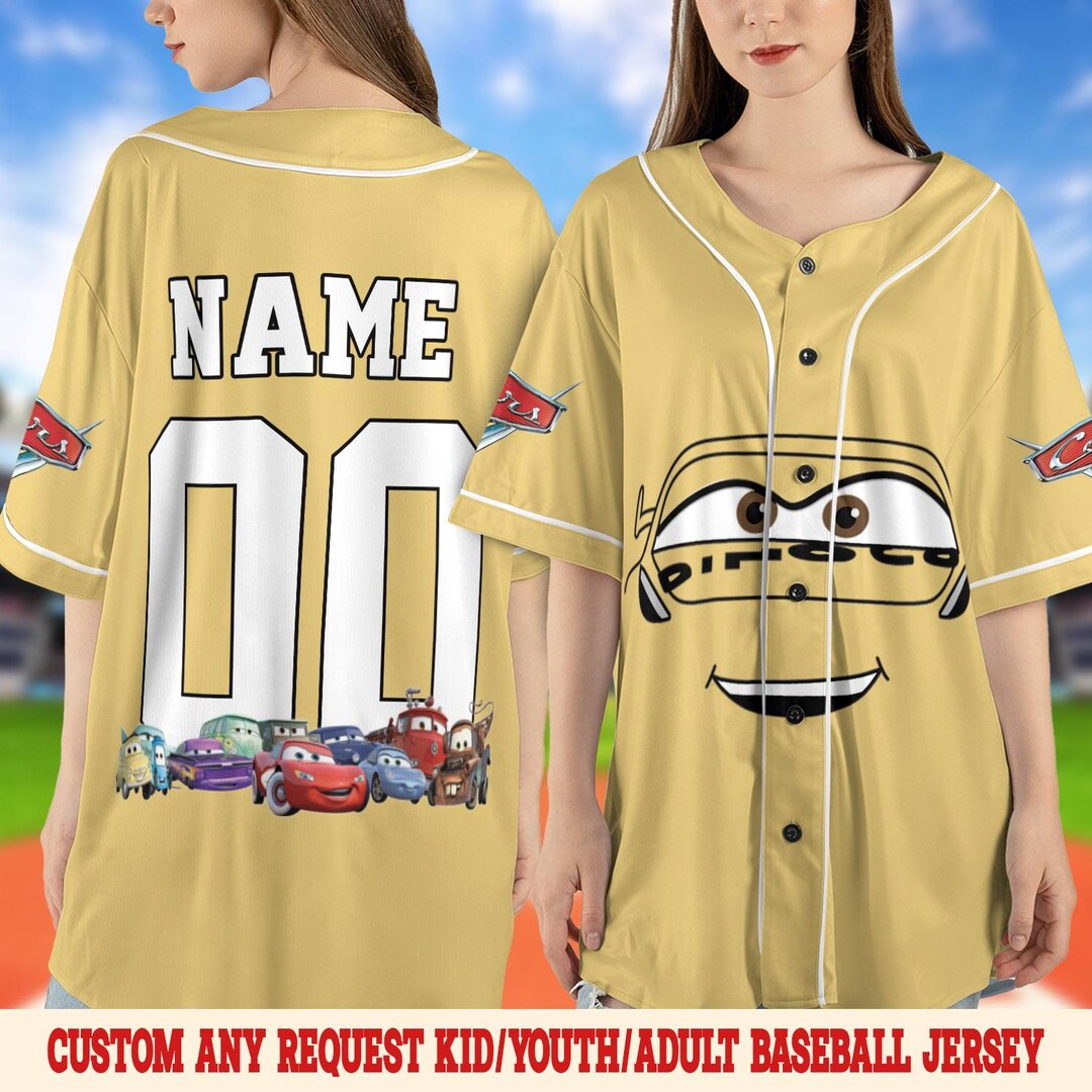 Disney Cars Baseball Jersey, Cars Movie Characters Jersey, Cars ...