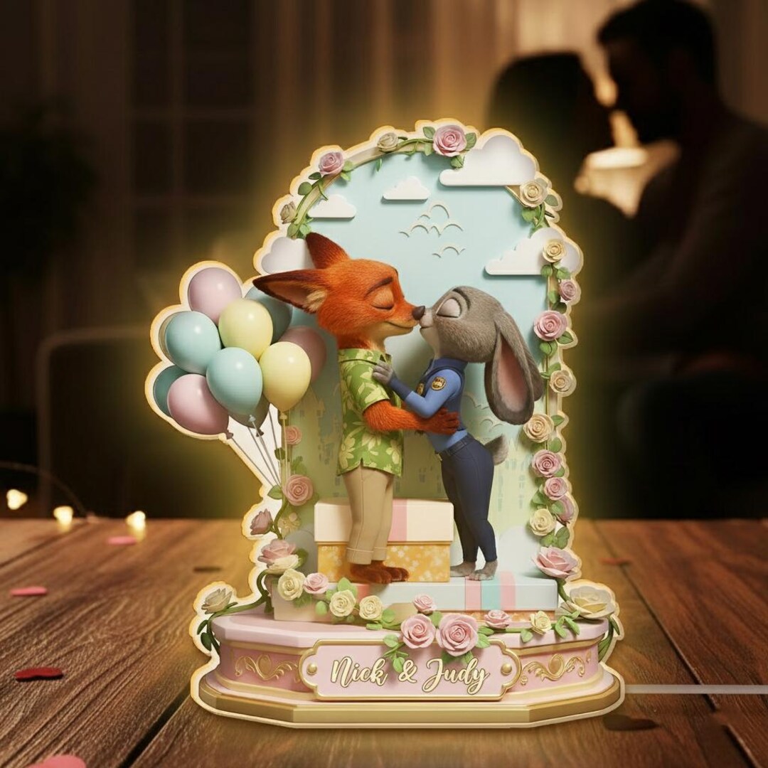 Nick & Judy Night Light, Zootopia Couple Lamp, Romantic Valentine Gift ...