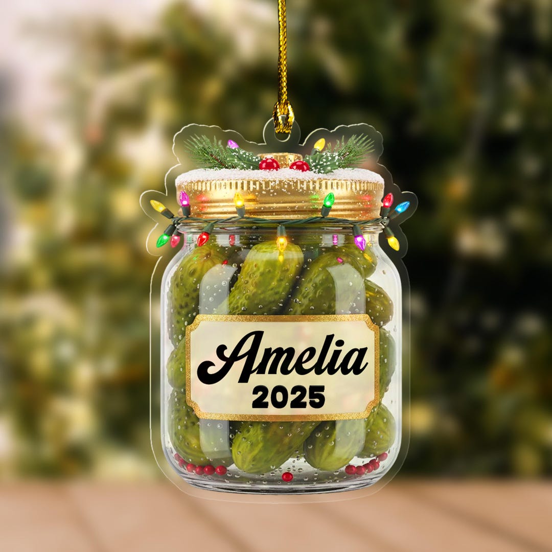 Personalized Pickle Jar 2D Flat Ornament, Pickle Lover Ornament, Pickle ...