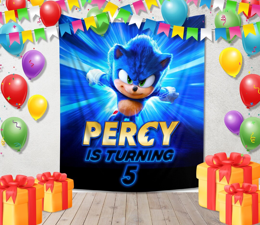Sonic Birthday Party Backdrop/sonic Hedgehog 3 Birthday Banner/custom ...