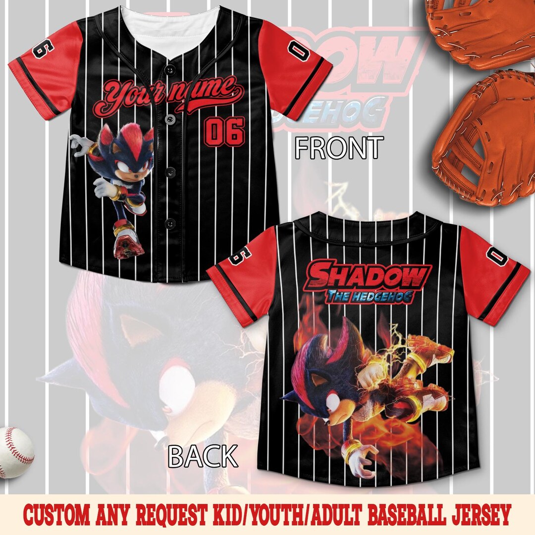 Custom Sonic Shadow Baseball Jersey, Personalized Sonic Shadow Baseball ...