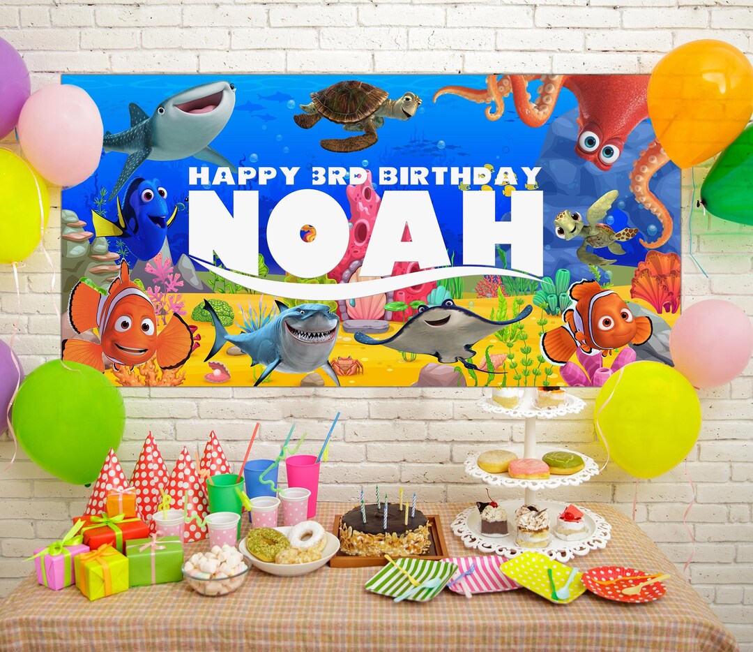 Finding Nemo Birthday Backdrop, Finding Nemo Banner, Finding Nemo Party ...