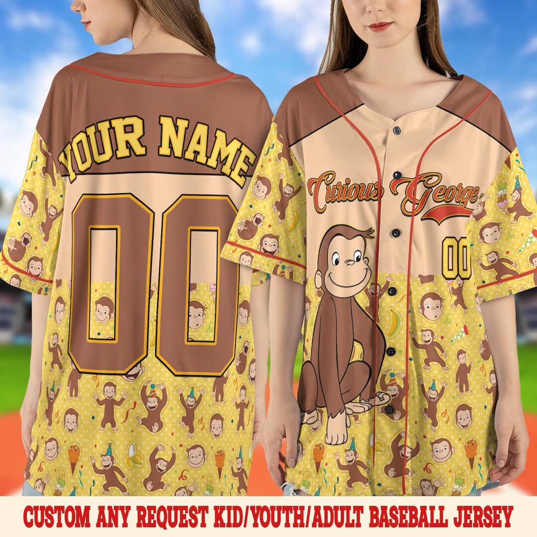Curious George Birthday Baseball Jersey/curious George Baseball Shirt ...