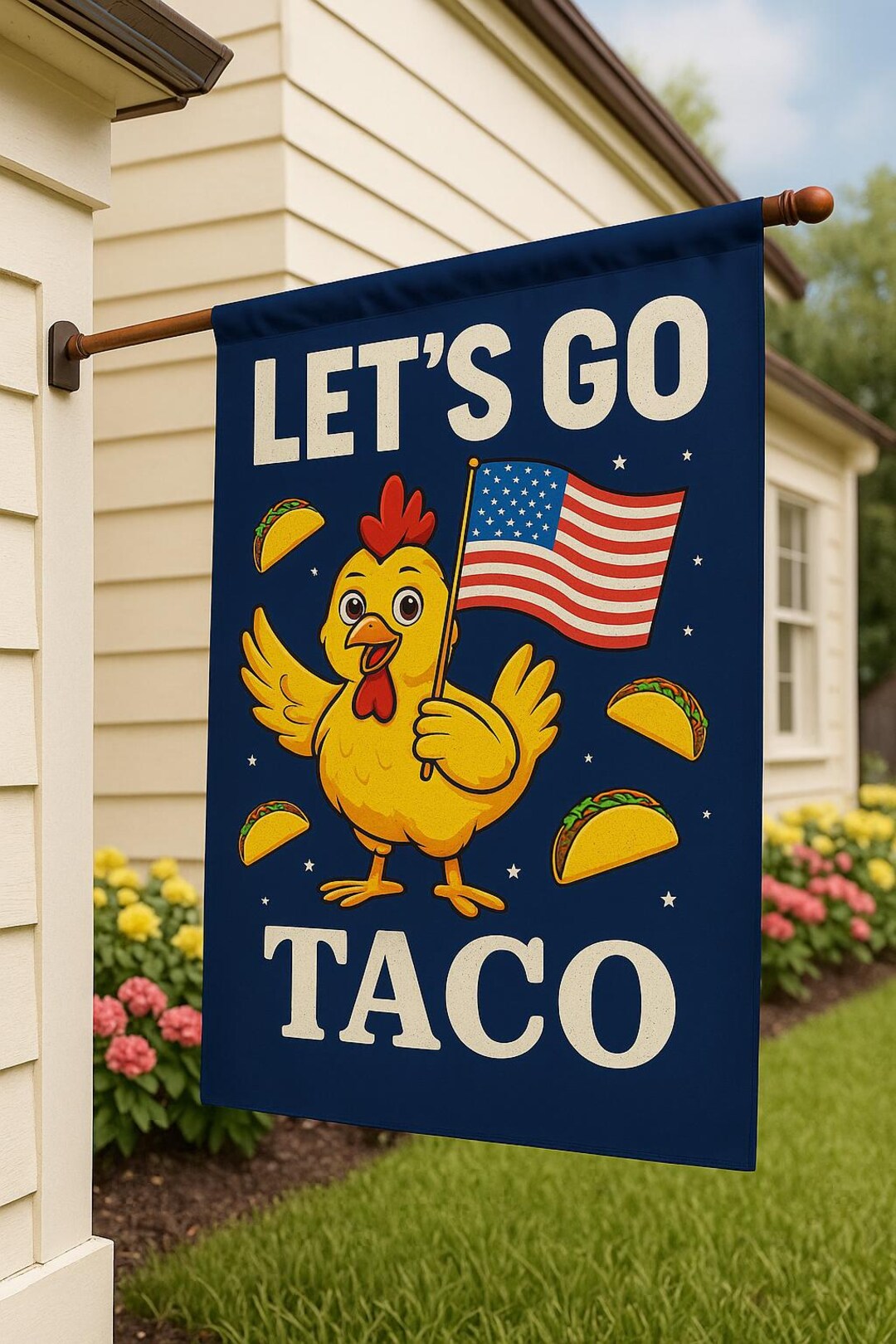 Let's Go Taco Garden Flag, Funny Taco Flag, Political Meme Flag, Anti ...