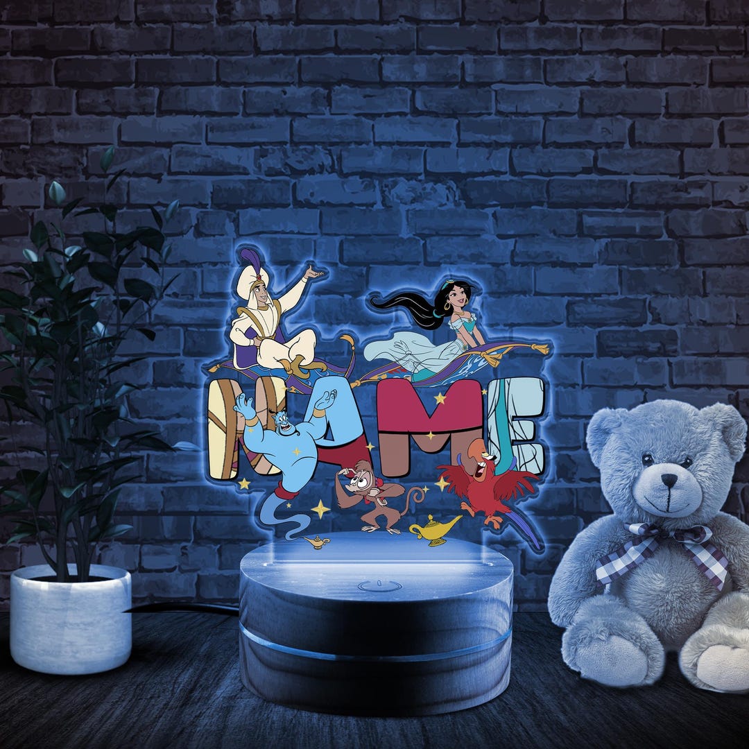 Personalized Alladin Christmas Night Light, Aladdin Jasmine Genie ...
