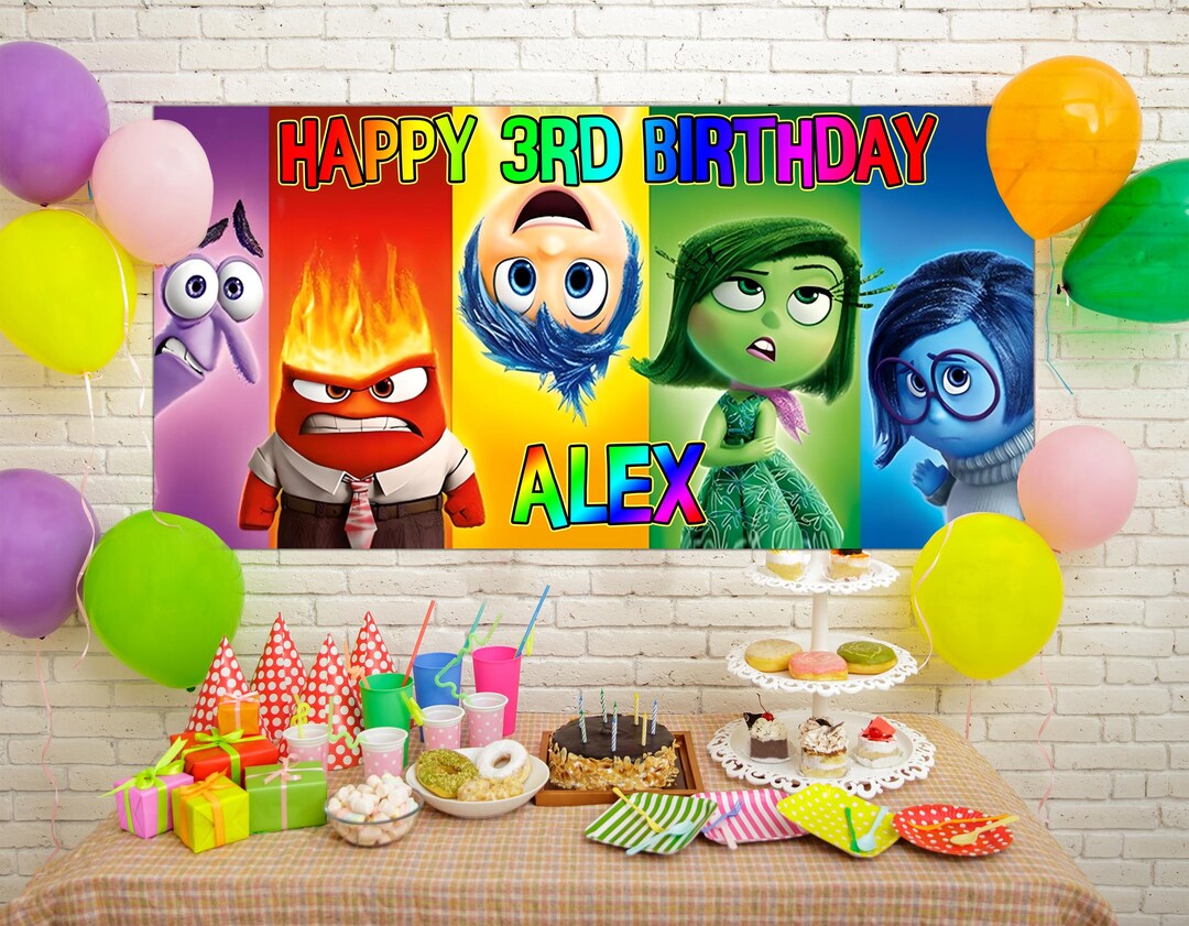 Inside Out Birthday Backdrop, Inside Out Birthday Banner, Inside Out ...