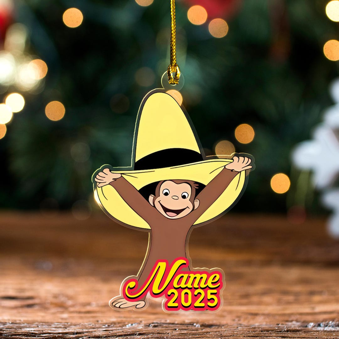 Personalized Curious George Ornament, Custom Name and Year, Customized ...