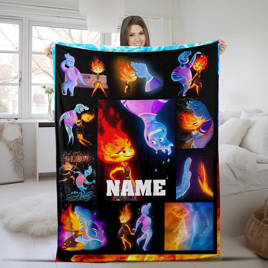 Disney Elemental Blanket, Fire and Water Ember and Wade Blanket, Custom ...