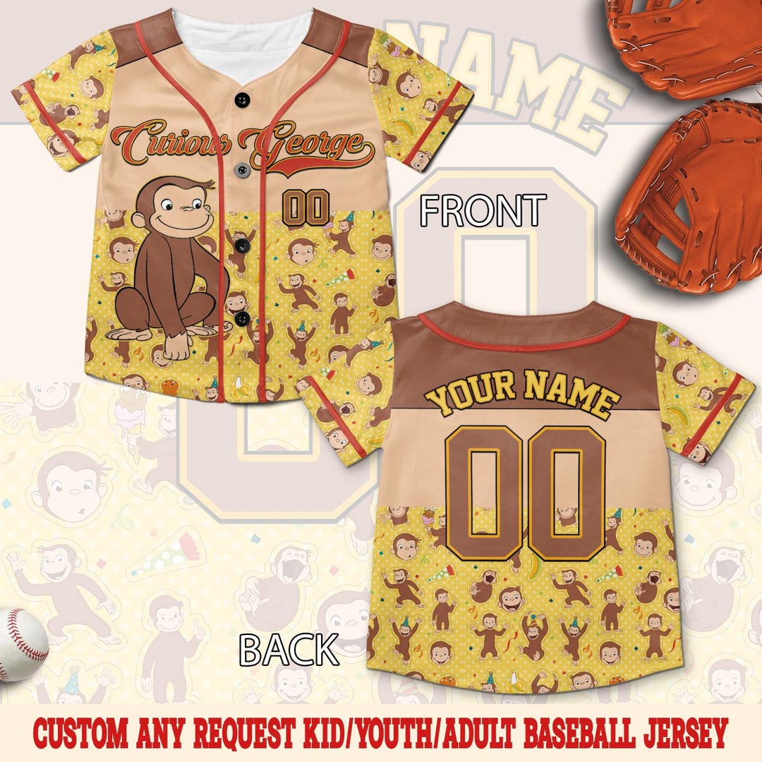 Curious George Birthday Baseball Jersey/curious George Baseball Shirt ...