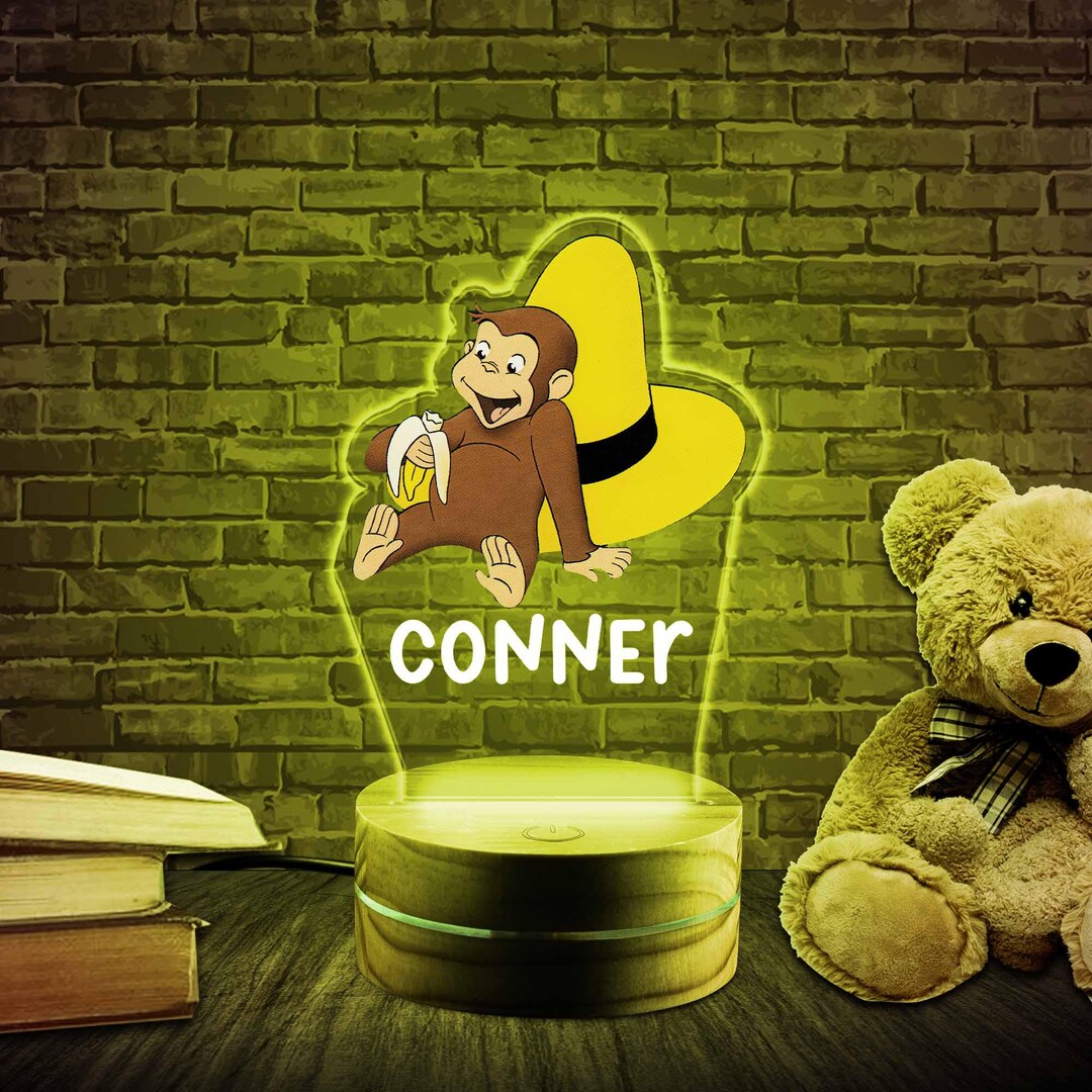 Curious George 3D Acrylic LED Personalized Gift, 16 Color LED Night ...