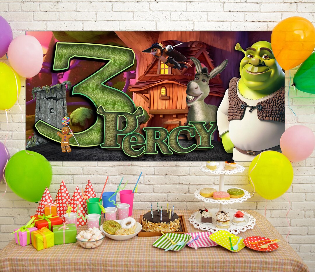 Disney Shrek 3D Birthday Backdrop/shrek Birthday Banner/shrek Backdrop ...