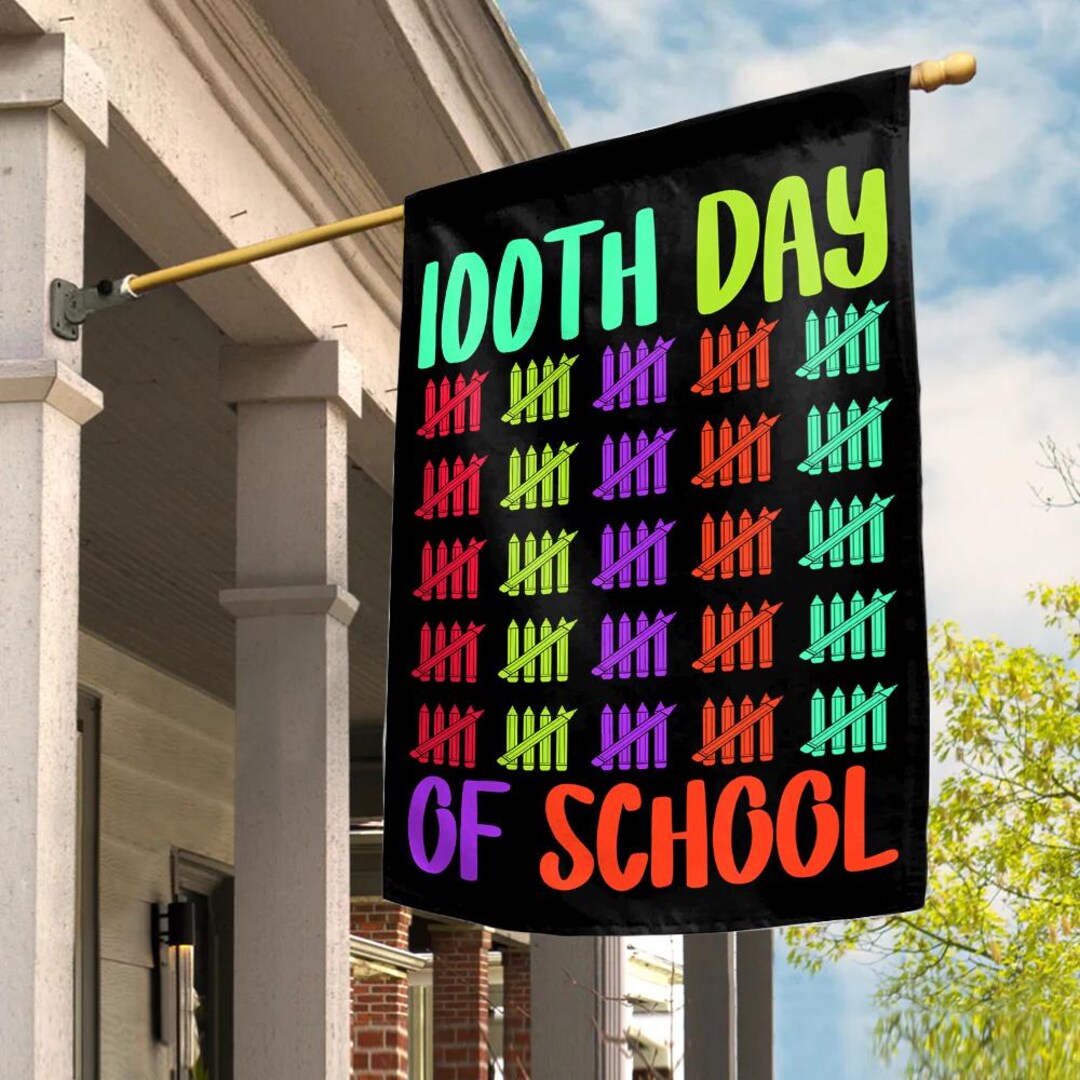 Chalkboards 100 Days of School Garden Flag,outdoor School,100th Day of ...