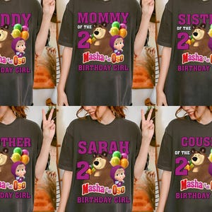 Personalized Masha and Bear Birthday Shirt, Custom Masha Cartoon Shirt ...