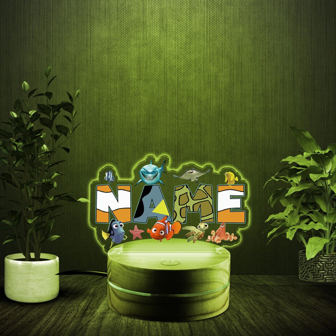 Custom Name Disney Finding Nemo Night Light, Pixar Finding Dory Room ...