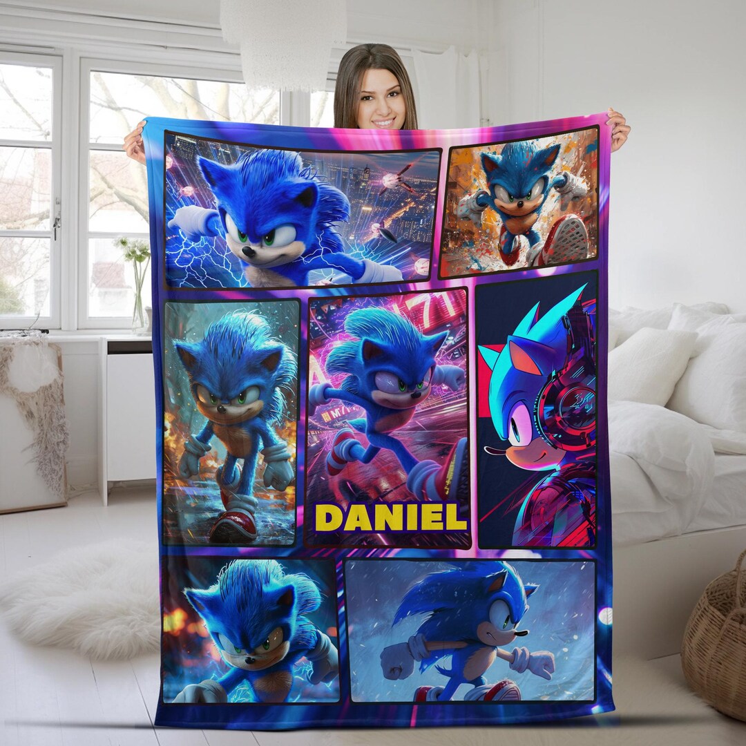 Custom Sonic the Hedgehog Blanket/personalized Cartoon Hedgehog Minky ...