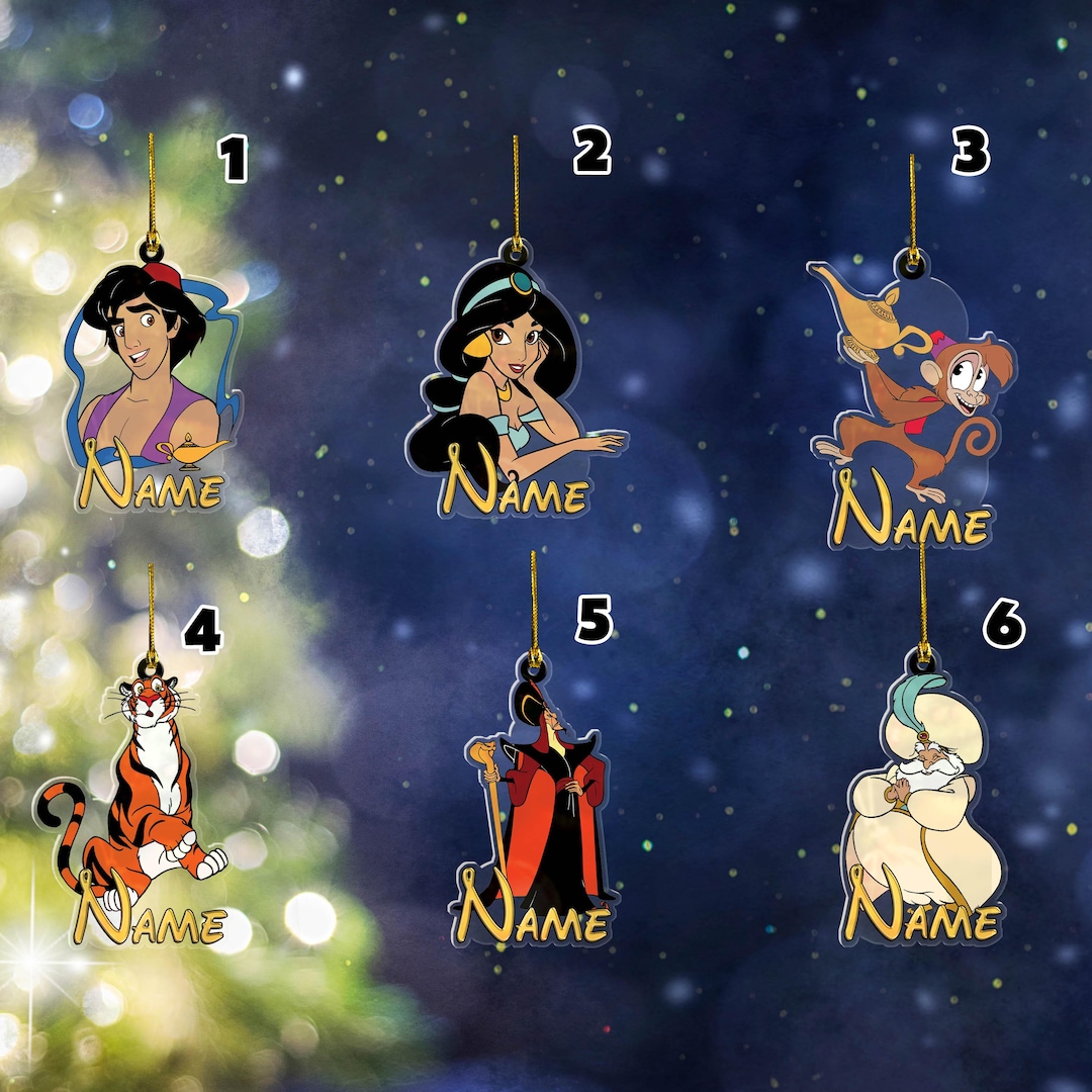 Personalized Alladin Christmas Ornament, Aladdin Jasmine Genie ...