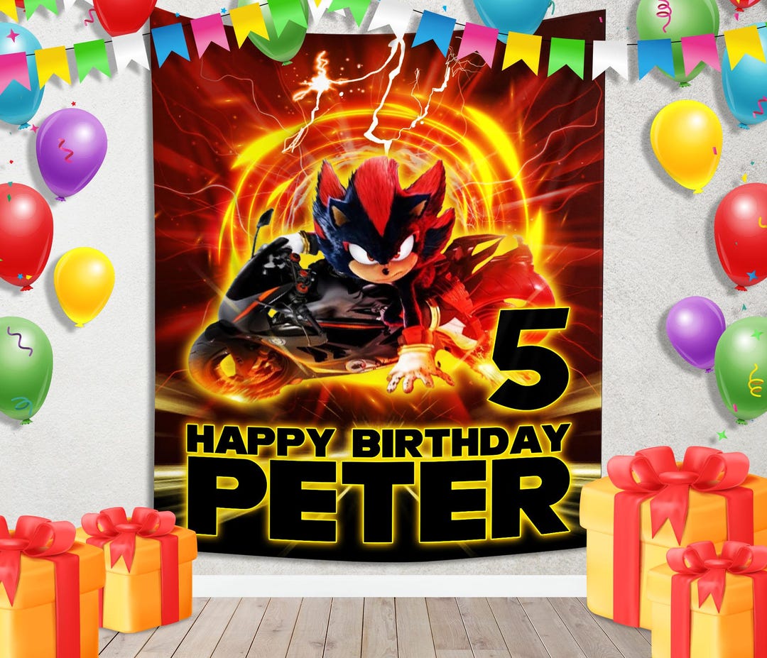 Shadow the Hedgehog Birthday Party Banner, Shadow Birthday Banner ...