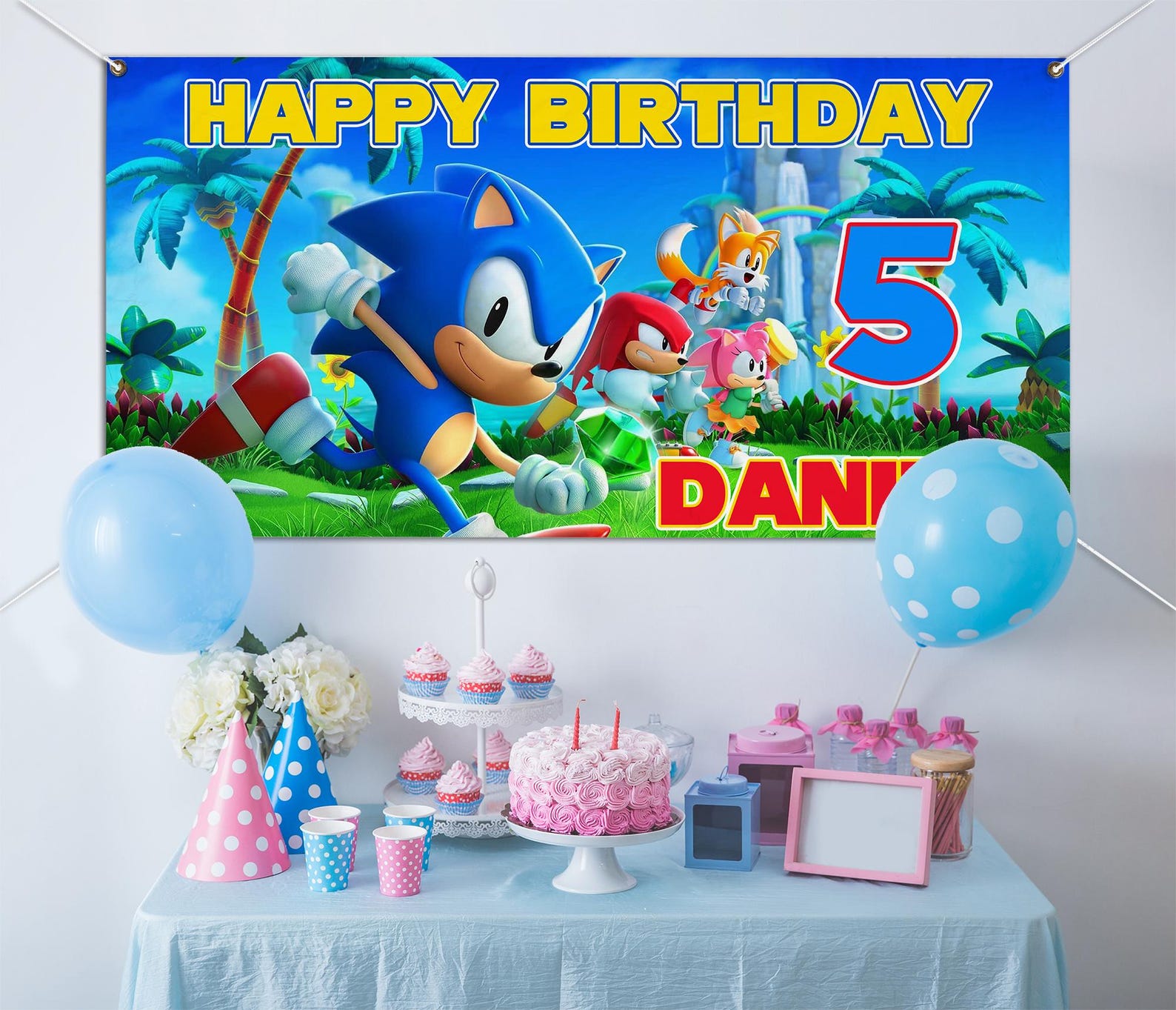Sonic Birthday, Sonic Birthday Banner, Custom Sonic Backdrop, Kids ...