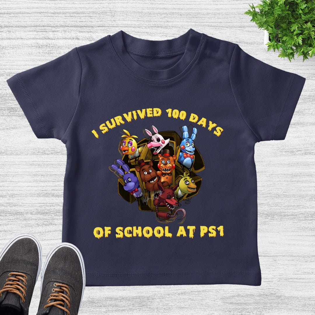 FNAF I Survived 100 Days of School Shirt, Five Nights at Freddy 100 ...